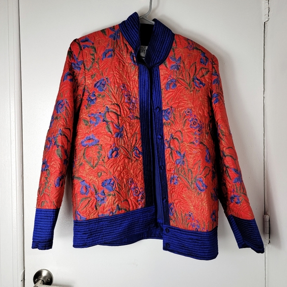 Elegance | Jackets & Coats | Vintage Thai Silk Embroidered Floral Print ...